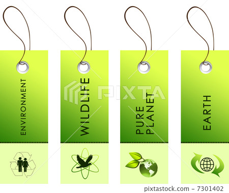 green labels with nature symbols - Stock Illustration [7301402] - PIXTA