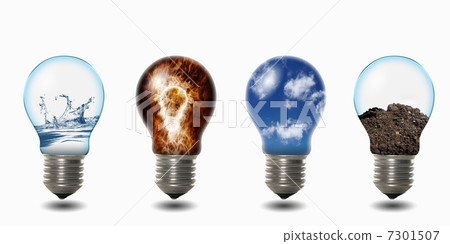 light bulb with four elements - Stock Illustration [7301507] - PIXTA
