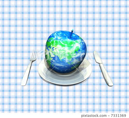 Apple on tablecloth Earth / environmental... - Stock Illustration ...
