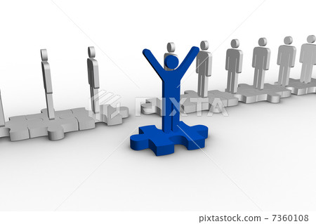 Blue human form over jigsaw piece raising arms - Stock Illustration ...