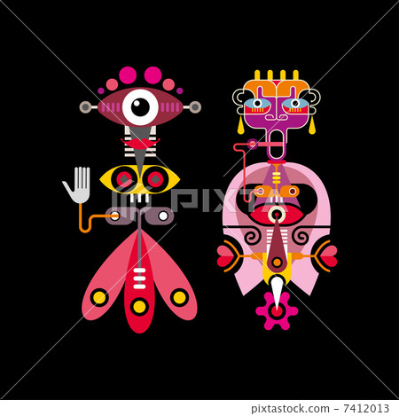 Two Abstract Figures vector illustration-插圖素材 [7412013] - PIXTA圖庫