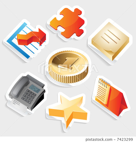 Sticker icon set for business symbols - Stock Illustration [7423299 ...