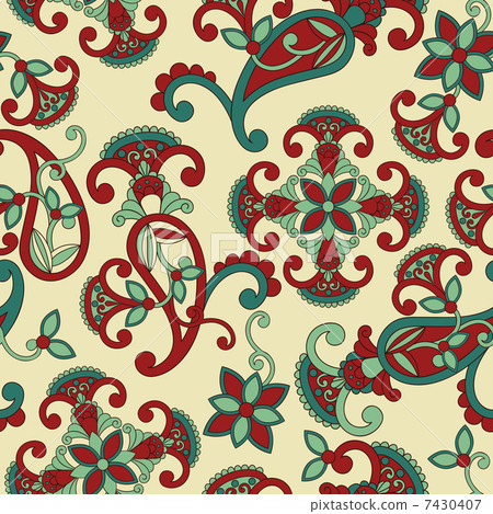 Vector seamless paisley pattern, - Stock Illustration [7430407] - PIXTA