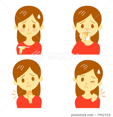 Signs of illness 02 Fever, runny nose, sore... - Stock Illustration ...