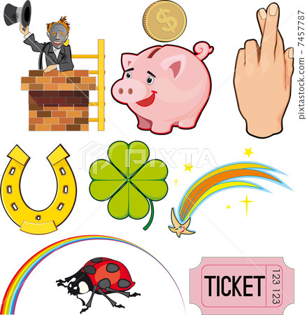 Objects of Good Luck - Stock Illustration [7457787] - PIXTA