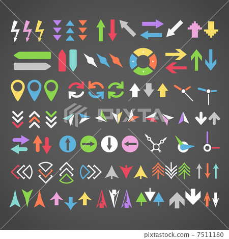 Arrow sign icons color collection-插圖素材 [7511180] - PIXTA圖庫