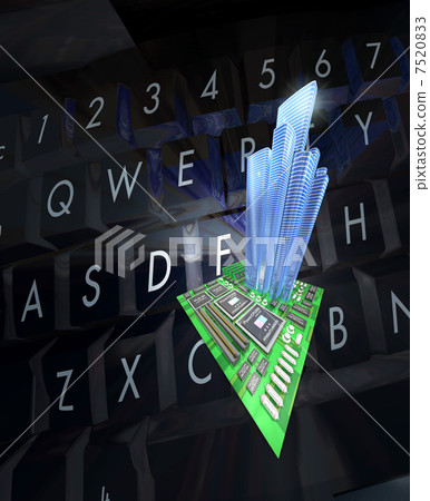 City of a high-rise building in IC circuit ·... - Stock Illustration ...
