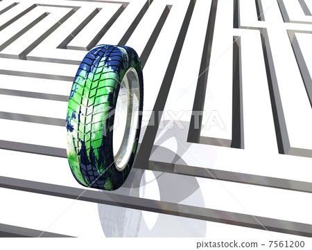 Tire running in the maze - Stock Illustration [7561200] - PIXTA