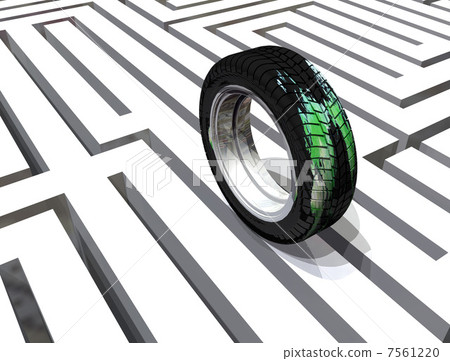 Tire running in the maze - Stock Illustration [7561220] - PIXTA