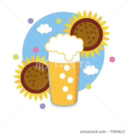 Sunflower and beer - Stock Illustration [7569623] - PIXTA