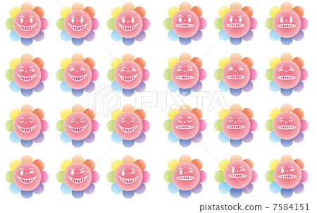 Flower face icon (gray-ear type) - Stock Illustration [7584151] - PIXTA