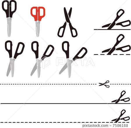 Scissors and tear line - Stock Illustration [7586188] - PIXTA