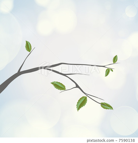 Branch with green leaves. Spring and summer... - Stock Illustration ...
