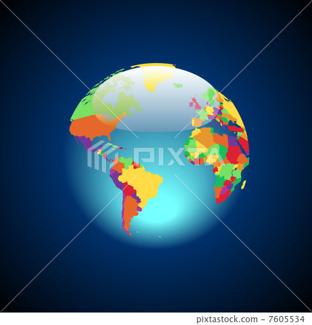Globe with multicolored countries - Stock Illustration [7605534] - PIXTA