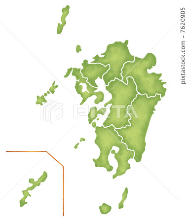 Map of the Kyushu region - Stock Illustration [7620905] - PIXTA