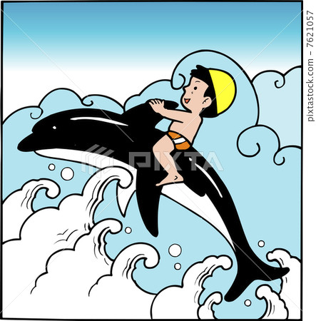 Dolphin boy - Stock Illustration [7621057] - PIXTA