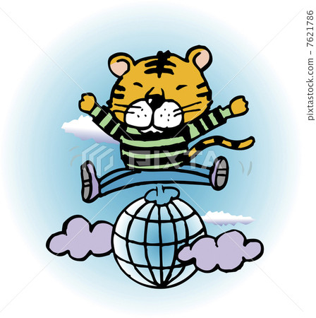 Earth and Tiger - Stock Illustration [7621786] - PIXTA