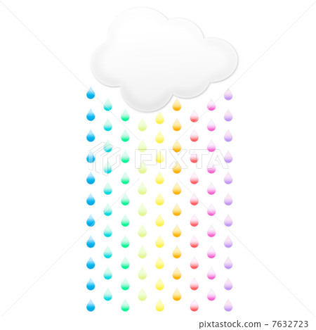 Rainbow-colored rain and clouds Rainy season - Stock Illustration ...