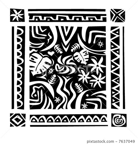 Tahitian pattern decorative frame - Stock Illustration [7637049] - PIXTA