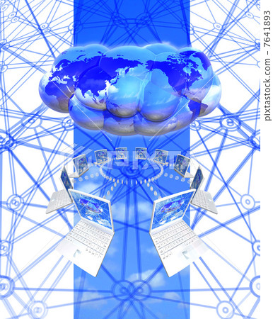 Network of computers / world map reflected on... - Stock Illustration ...