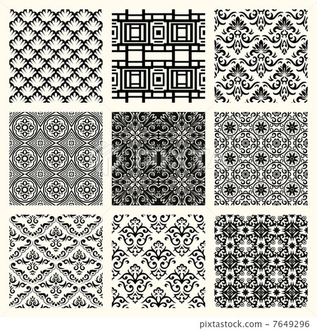 set of 9 seamless patterns. - Stock Illustration [7649296] - PIXTA