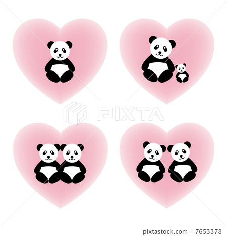 Set of Heart & Panda - Stock Illustration [7653378] - PIXTA