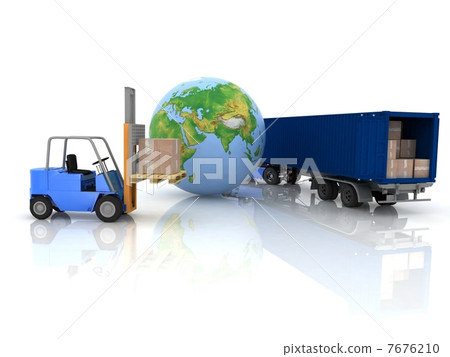 globe and autoloader with boxes - Stock Illustration [7676210] - PIXTA