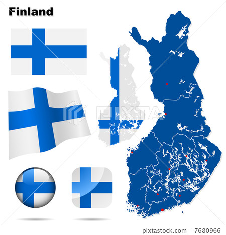 Finland vector set. Detailed country shape with... - Stock Illustration ...