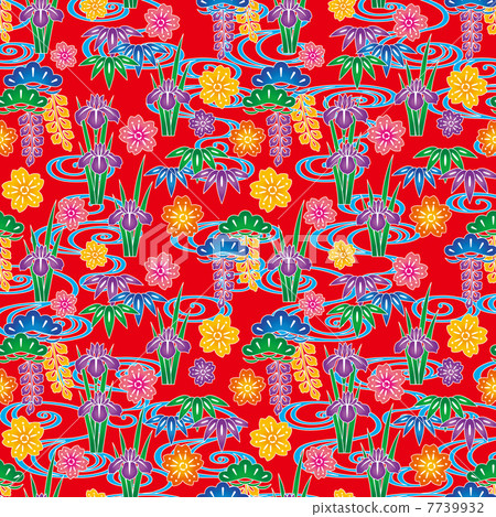 Okinawa Japanese style red-type background red - Stock Illustration ...