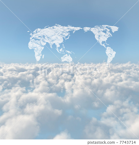 Cloud sea and world map cloud - Stock Illustration [7743714] - PIXTA