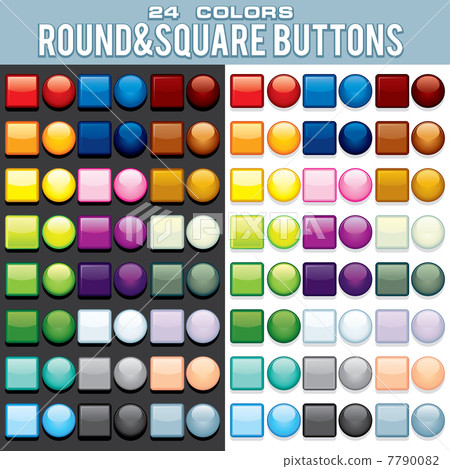 Multicolored Square and Round Buttons. - Stock Illustration [7790082 ...