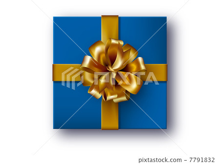 Gold ribbon gift blue - Stock Illustration [7791832] - PIXTA