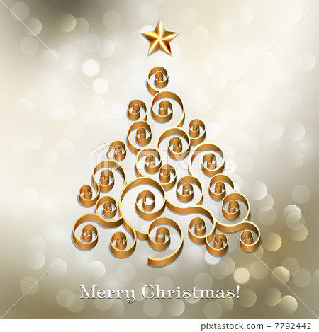 Gold streamer Christmas tree - Stock Illustration [7792442] - PIXTA