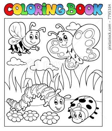Coloring book bugs theme image 2 - Stock Illustration [7795384] - PIXTA