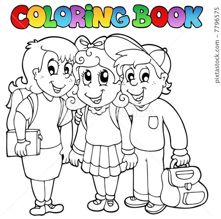 Coloring book school cartoons 6 - Stock Illustration [7796575] - PIXTA