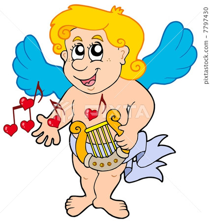 Cupid playing harp - Stock Illustration [7797430] - PIXTA