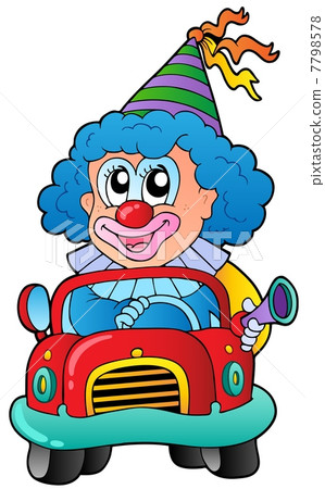 Cartoon clown driving car - Stock Illustration [7798578] - PIXTA