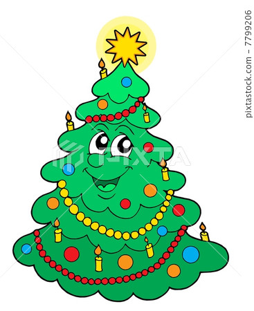 Smiling Christmas tree vector illustration - Stock Illustration ...