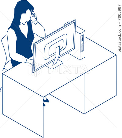 OL calling at desk - Stock Illustration [7803997] - PIXTA