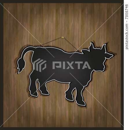 vector Blackboard cow bull restaurant menu card... - Stock Illustration ...