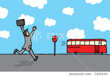 Businessman chasing a bus - Stock Illustration [7830294] - PIXTA