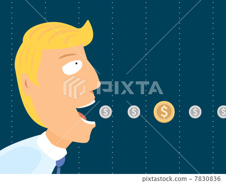Businessman eating coins - Stock Illustration [7830836] - PIXTA