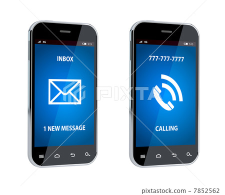 Mobile phone with call and message sign - Stock Illustration [7852562 ...