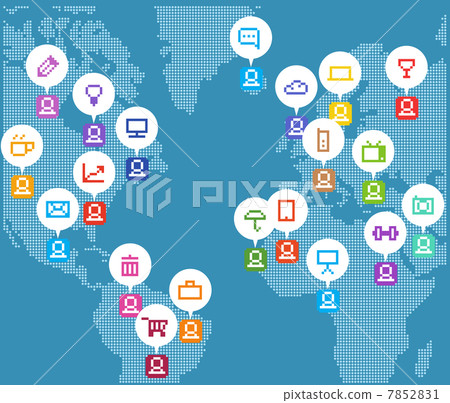 World map and community icons collection - Stock Illustration [7852831 ...