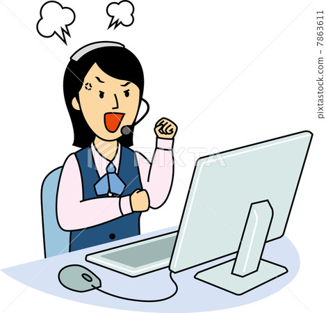 Angry operator 20's OL - Stock Illustration [7863611] - PIXTA