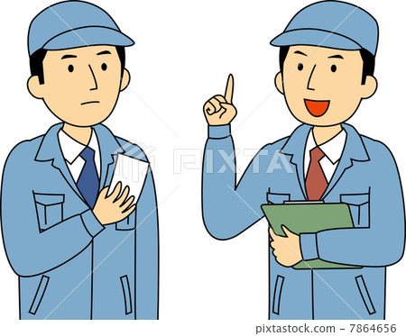 Workers receiving instructions from their... - Stock Illustration ...