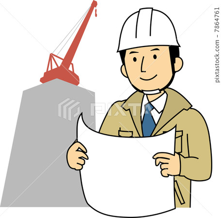 Site supervisor smiling with drawings - Stock Illustration [7864761 ...