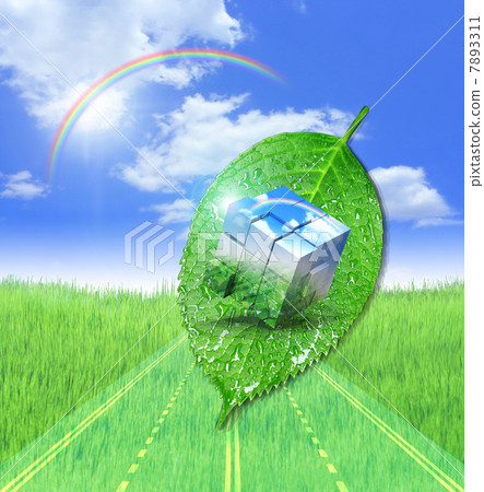 Environment cube on leaves - Stock Illustration [7893311] - PIXTA