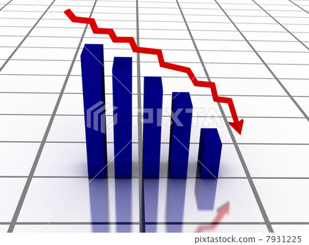 3D falling graph with red arrow - Stock Illustration [7931225] - PIXTA