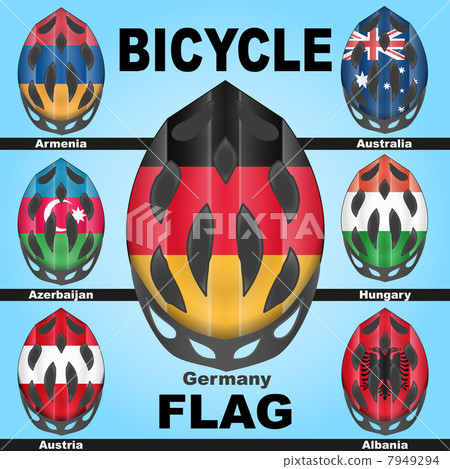 Icons bicycle helmets and flags countries - Stock Illustration [7949294 ...